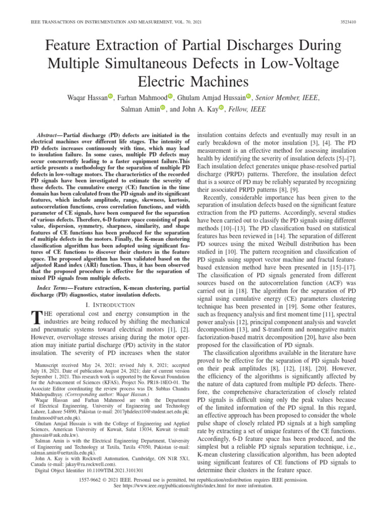 2021 - W. Hassan - Feature_Extraction_of_Partial_Discharges | PDF ...