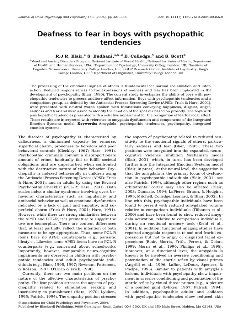 Blair 2004 | PDF | Psychopathy | Empathy