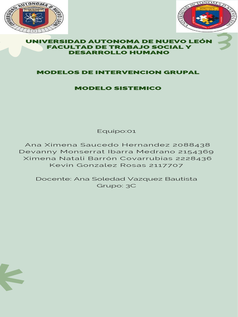 Modelo Sistémico en Intervención Grupal | PDF | Comportamiento | Sistema