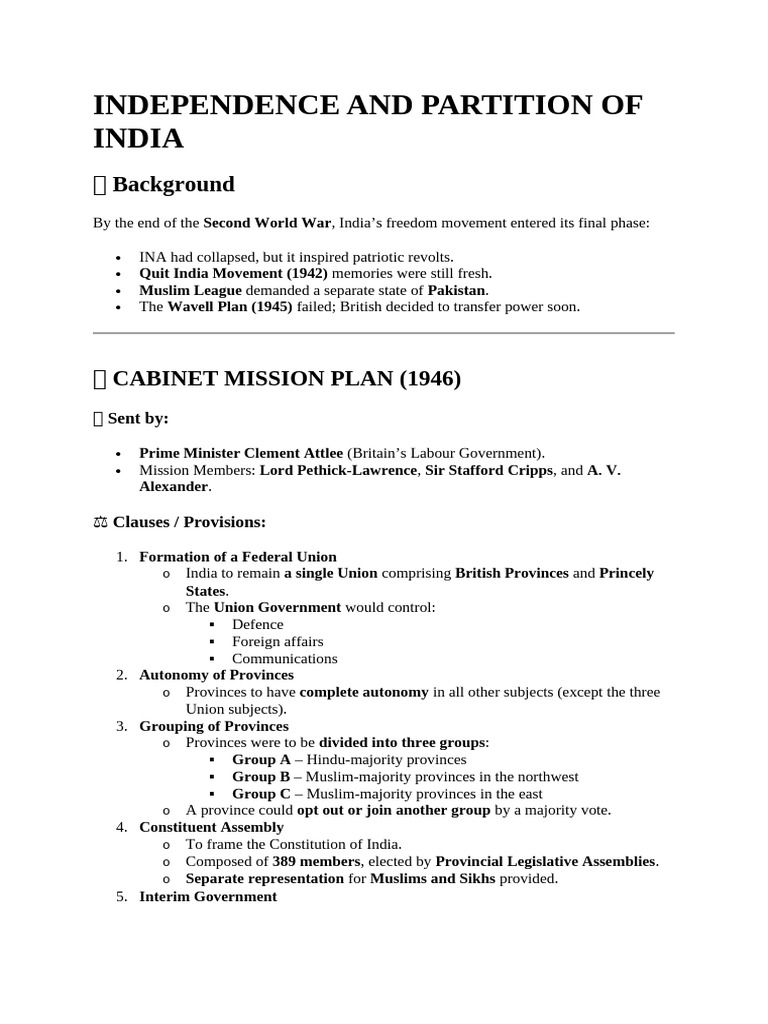 Independence and Partition of India | PDF | Partition Of India ...