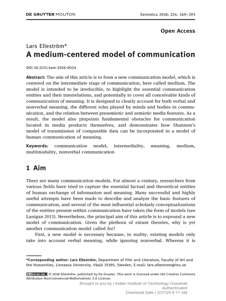 Medium-Centered Communication Model | PDF | Communication | Mind