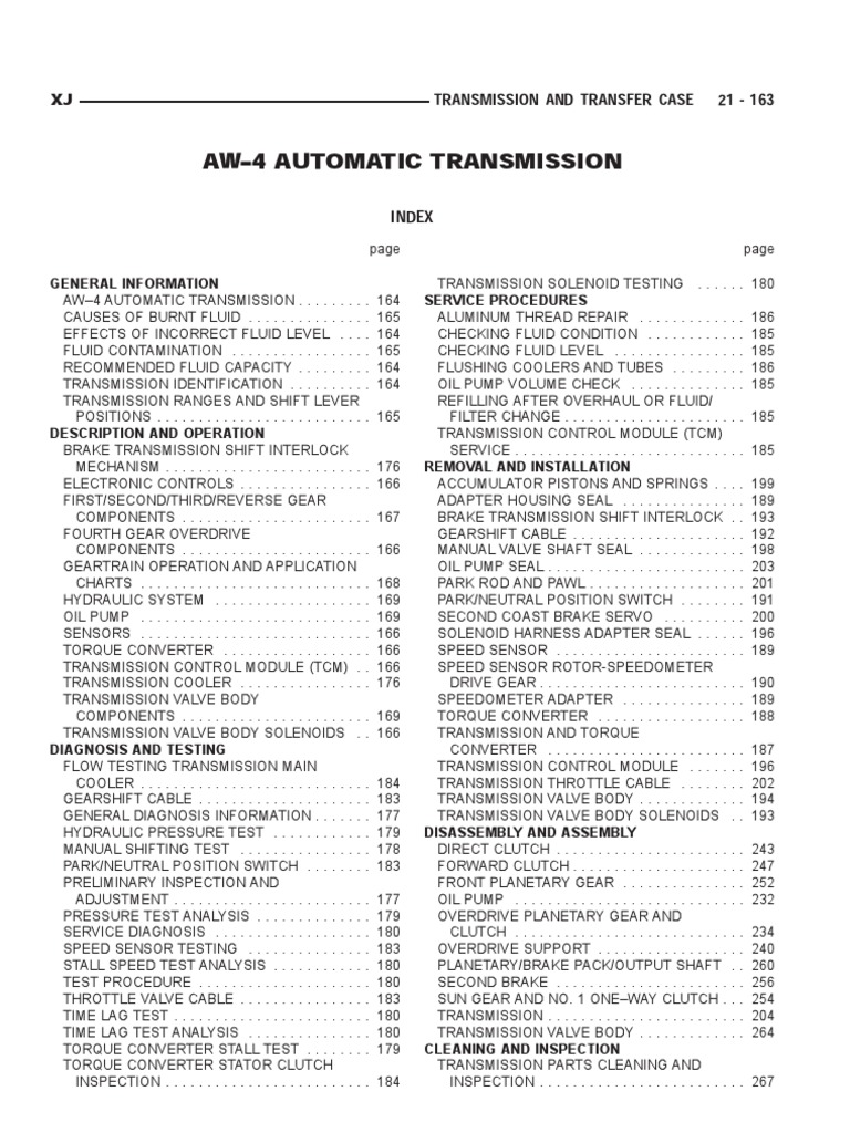 Aisin Warner AW4 Automatic Transmission | PDF | Transmission (Mechanics ...