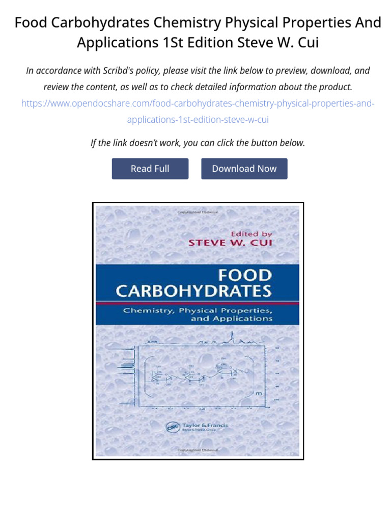 Food Carbohydrates Chemistry Physical Properties and Applications 1st ...