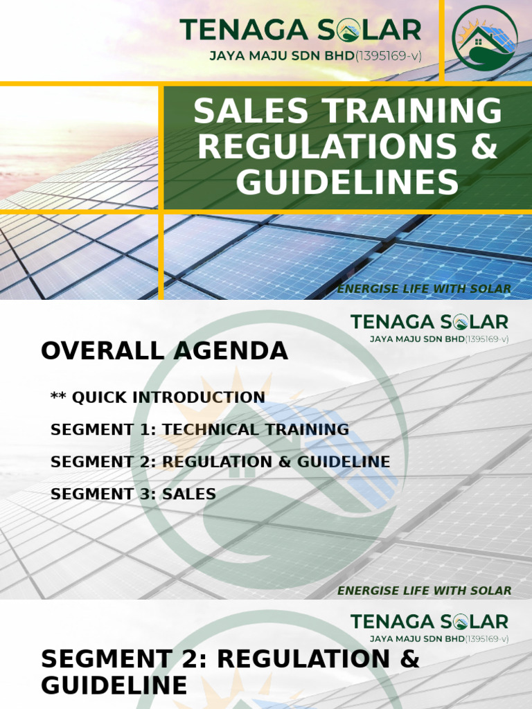 2 - Sales Training - Regulation & Guidelines (Peninsular) | PDF | Solar ...