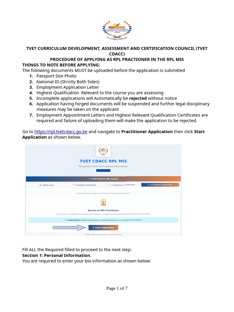 RPL Practitioner Application Guide | PDF