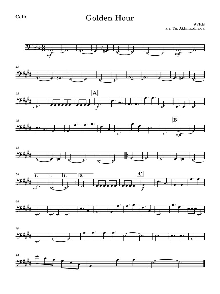 Golden Hour Jvke Cello | PDF