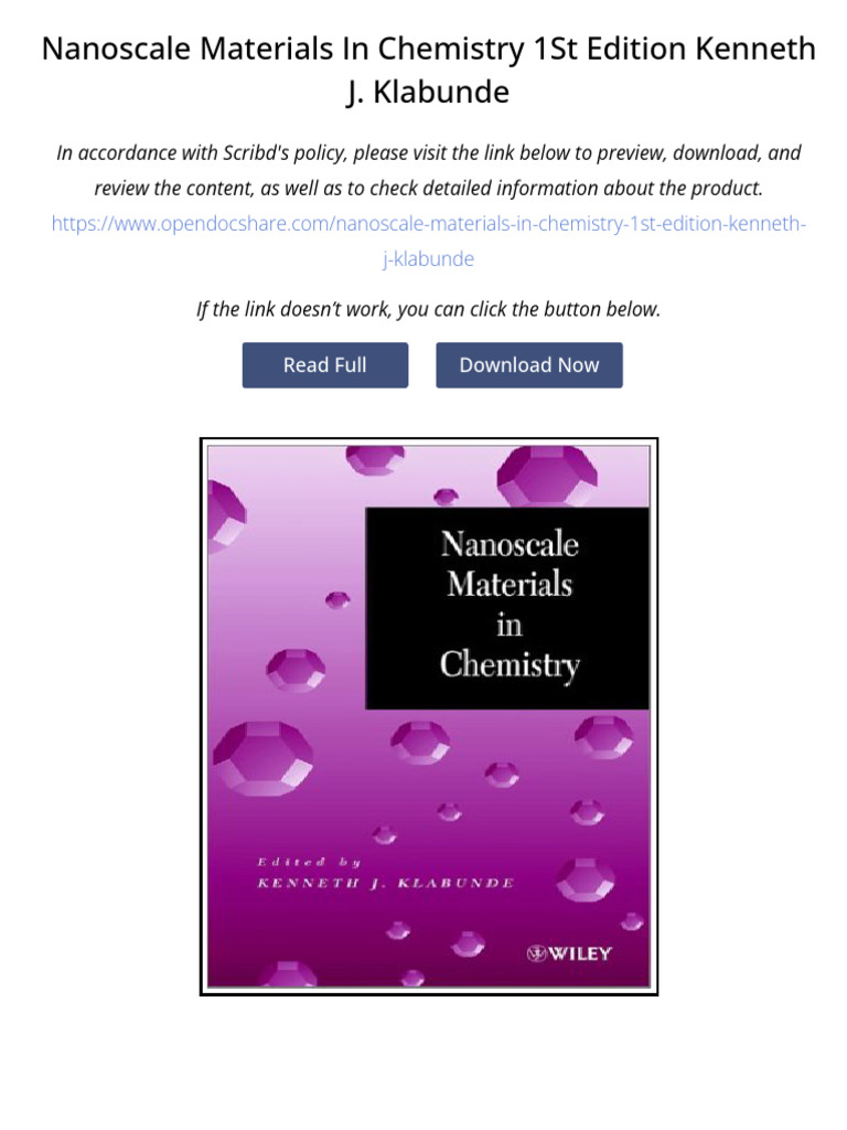 Nanoscale Materials In Chemistry 1st Edition Kenneth J. Klabunde newest ...