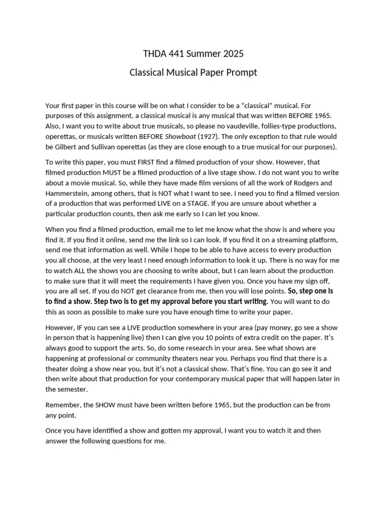 Classical Musical Paper Guidelines | PDF | Musical Theatre