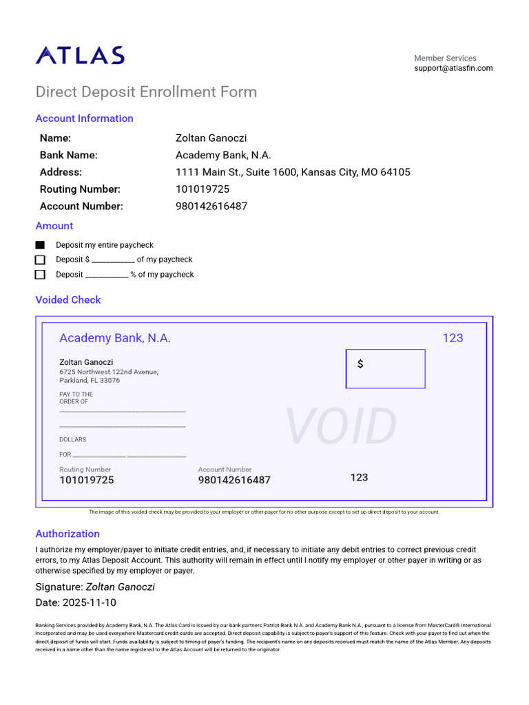 Direct Deposit Info | PDF | Paycheck | Banks