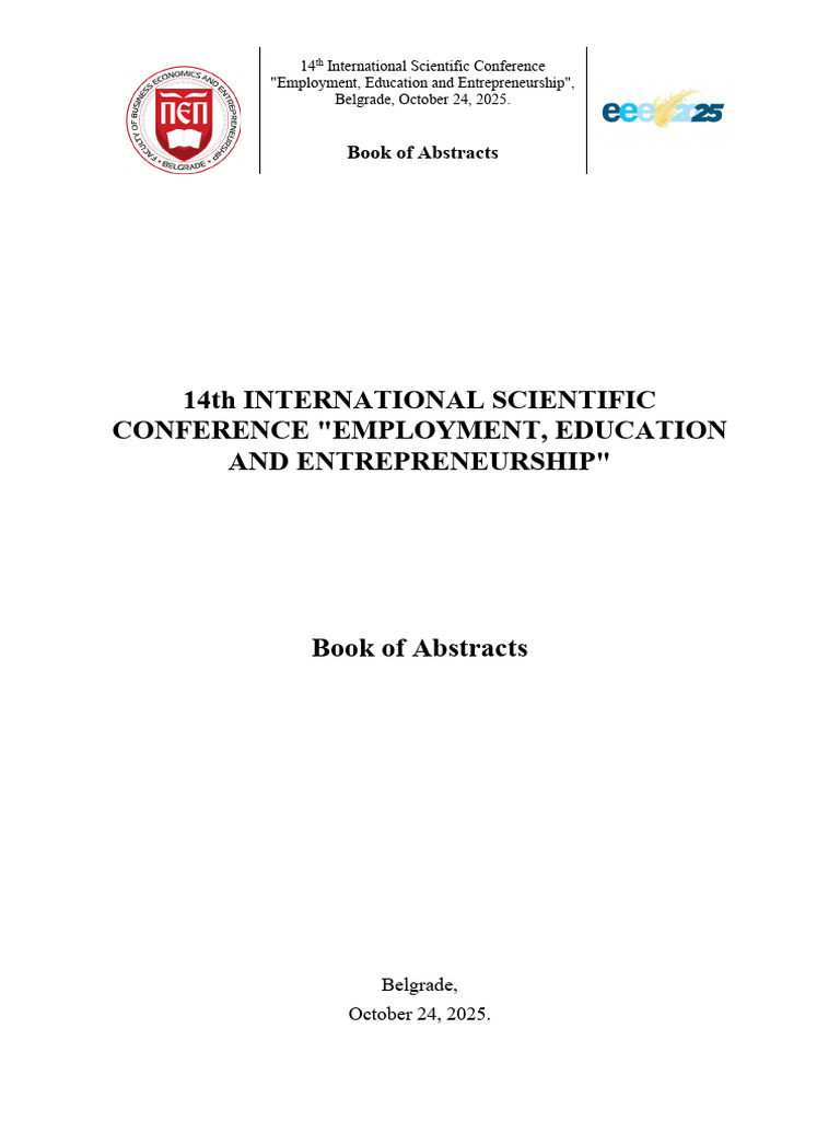 EEE25 Book of Abstracts | PDF | Entrepreneurship | Sustainability