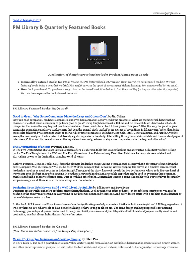 PM Library & Quarterly Featured Books Product Management | PDF | Invention
