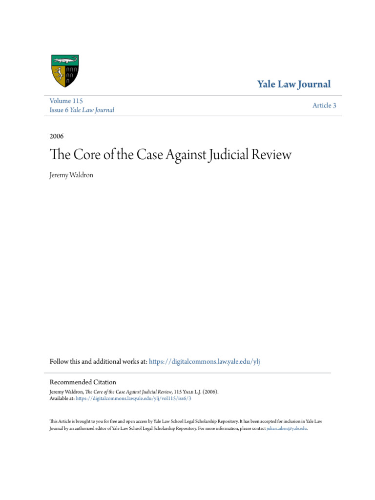 WALDRON Core of the Case | PDF | Judicial Review | Justice