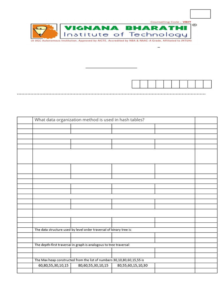II-YEAR - Data Structures Objective | PDF | Algorithms And Data ...