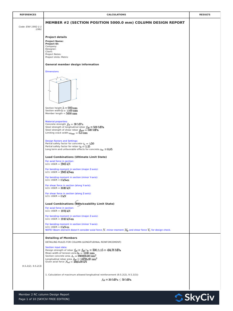 Member RC Column Design Report_2 | PDF | Bending | Strength Of Materials