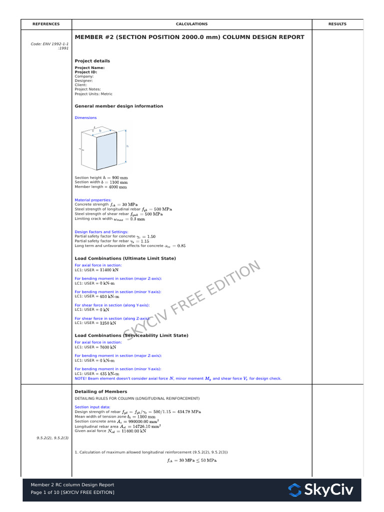 Member RC Column Design Report | PDF | Bending | Mechanical Engineering