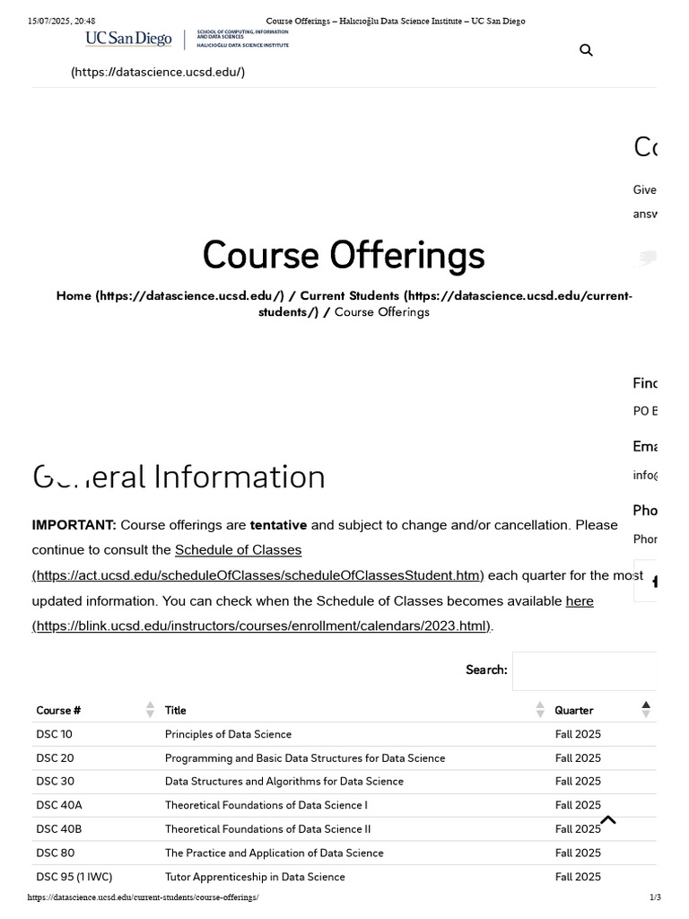 DSC 100+ Course Calendar | PDF | Data Science | Machine Learning