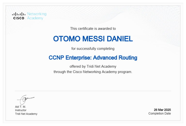 CCNP Enterprise Advanced Routing Certificate Danielotomo34 Gmail Com ...