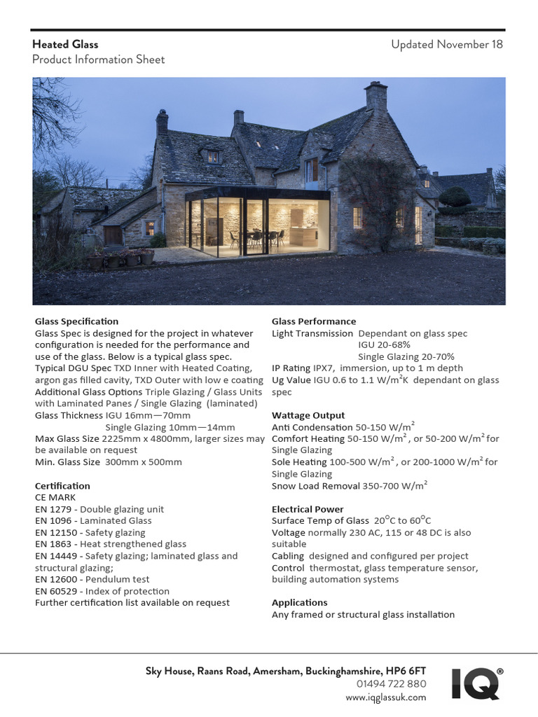 Heated Glass - Product Information Sheet - IQ Glass UK | PDF ...