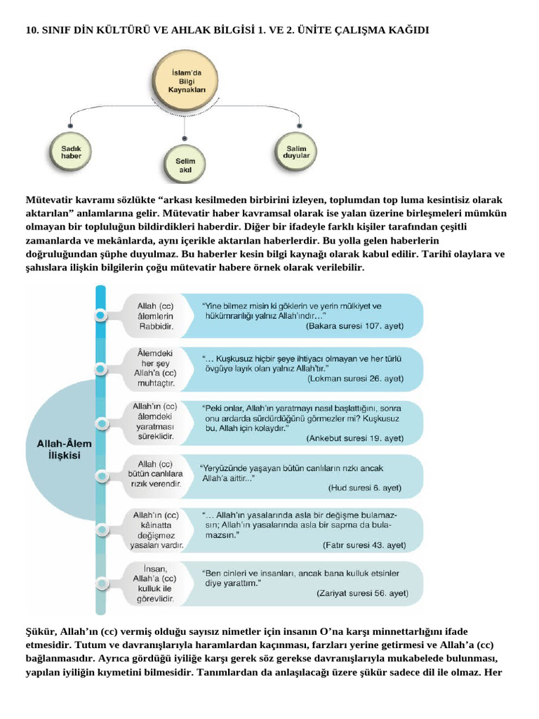 10 SINIF Çalışma Kağıdı | PDF
