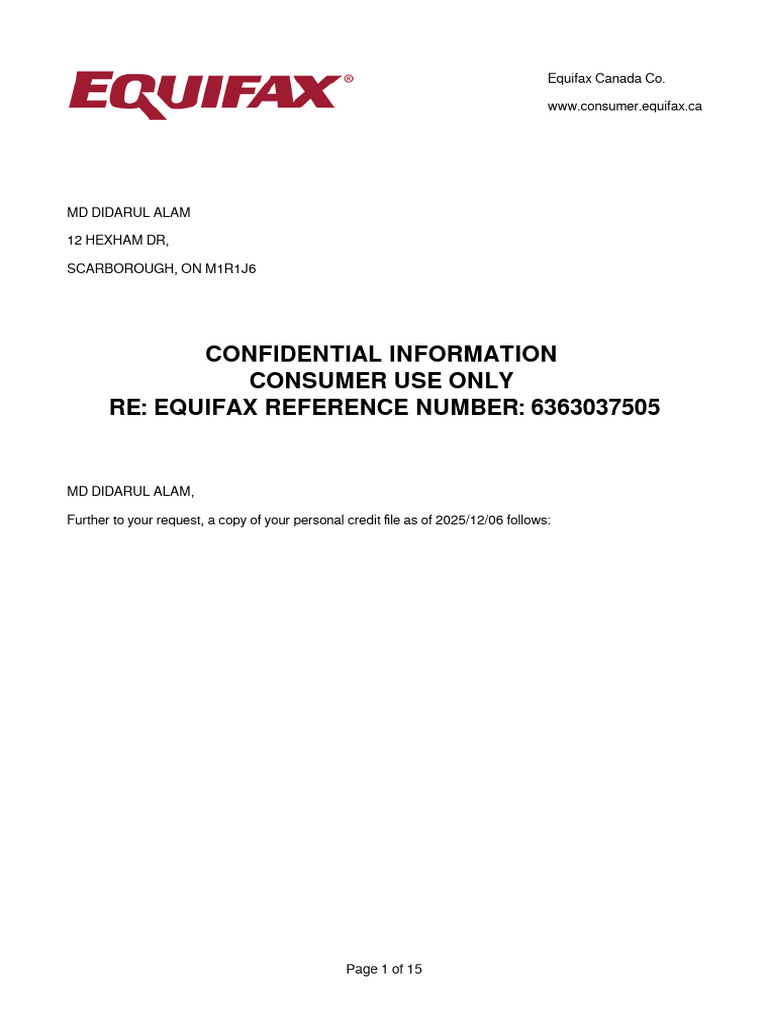 Equifax Credit Report Summary 2025 | PDF | Credit History | Credit