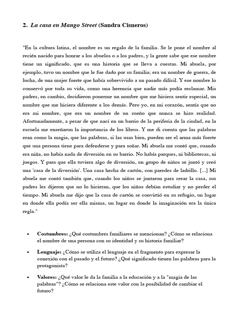 La Casa en Mango Street | PDF