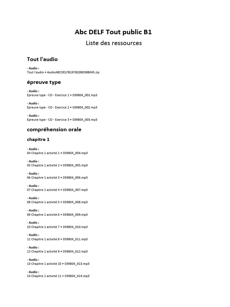 Ressources Audio DELF B1 Complet | PDF