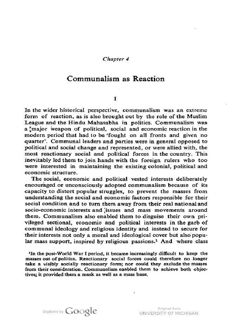 Communalism as a Reaction | PDF | Nationalism | Punjab