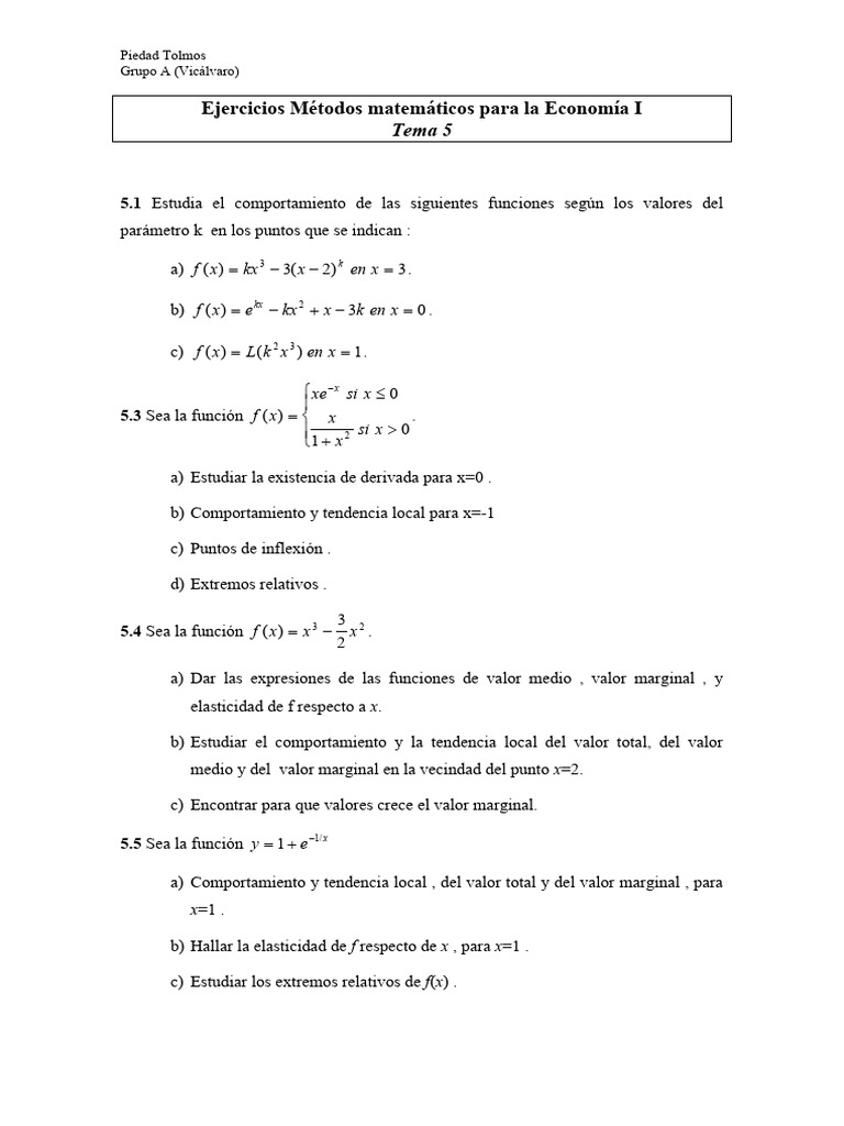 Ej Tema 5 | PDF | Elasticidad (economía) | Precios