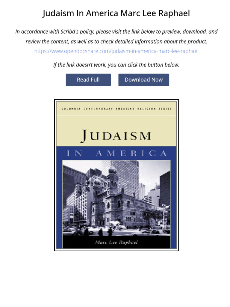 Judaism in America Marc Lee Raphael available all format | PDF | Books