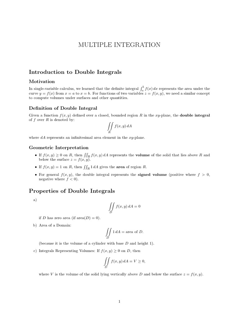 10 double integrals | PDF | Integral | Function (Mathematics)