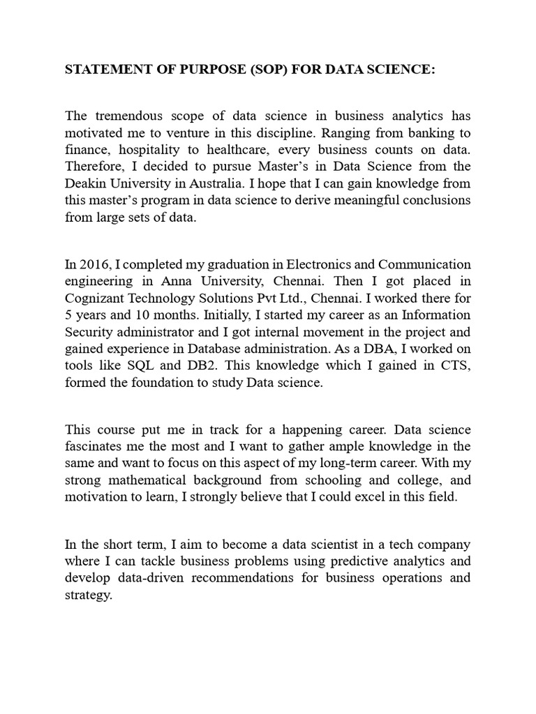 Statement of Purpose (Sop) | PDF