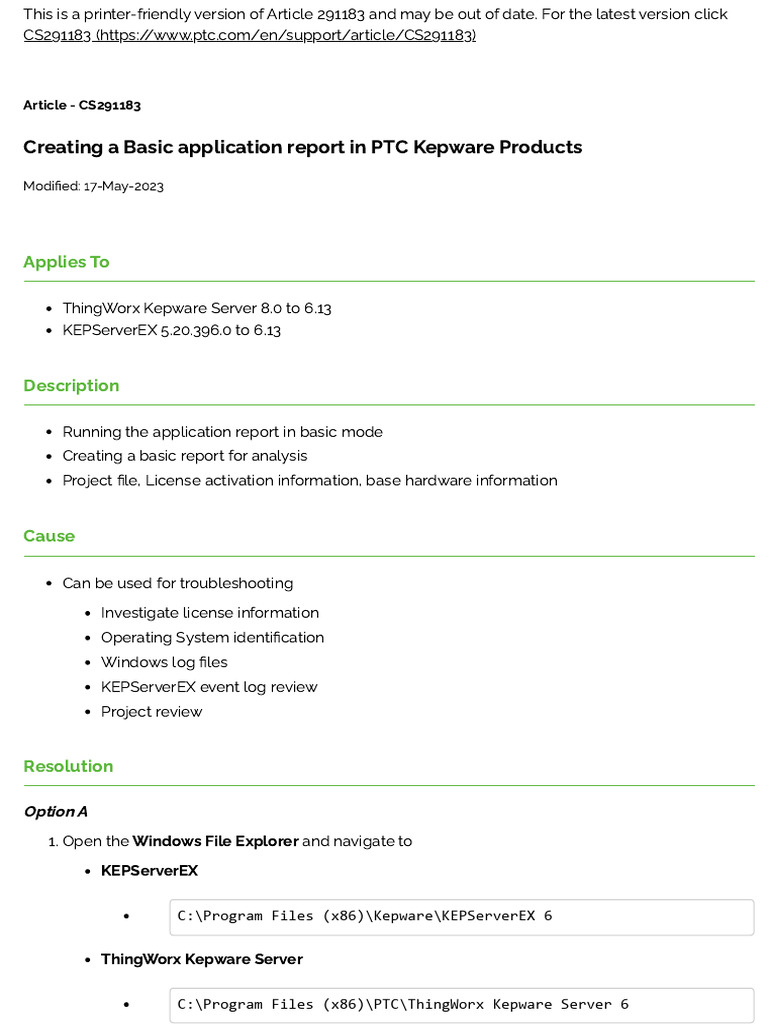 Basic Application Report in PTC Kepware | PDF
