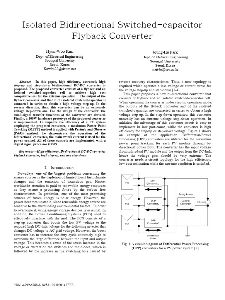 Isolated Bidirectional Switched-capacitor Flyback Converter | PDF | Photovoltaics | Electrical ...