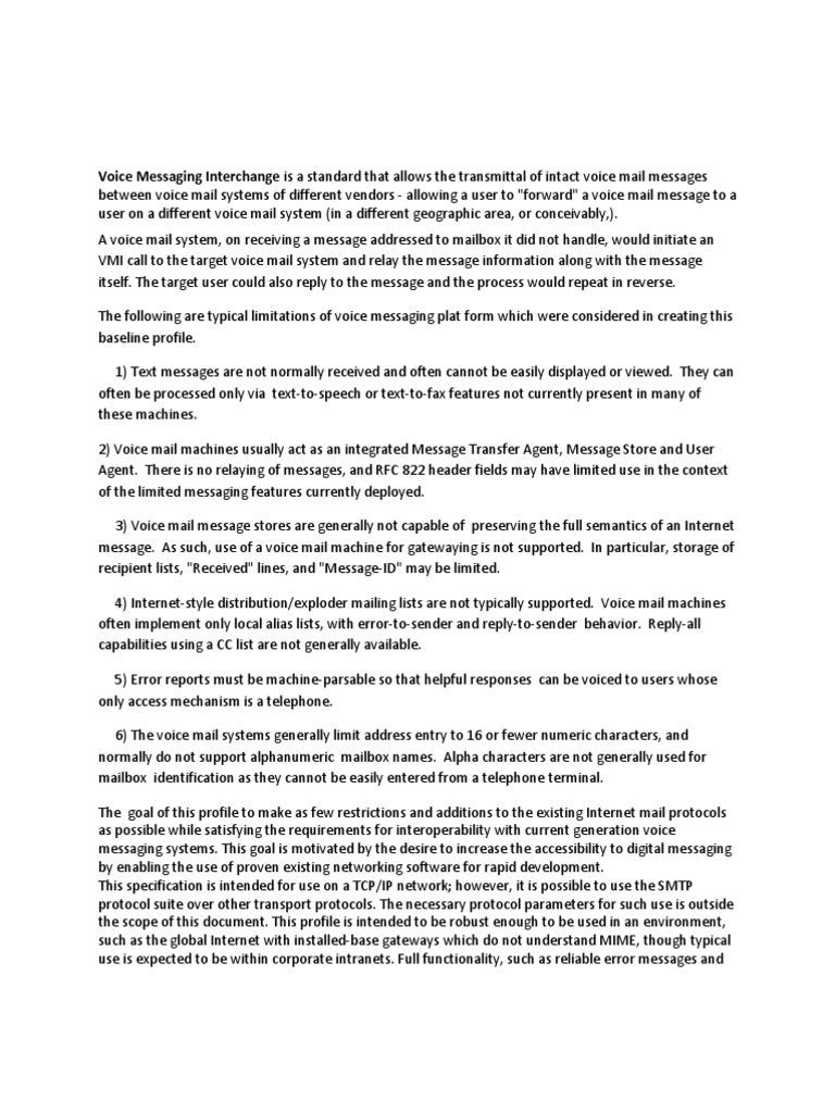 Voice Messaging Interchange Standard | PDF | Email | Communications ...