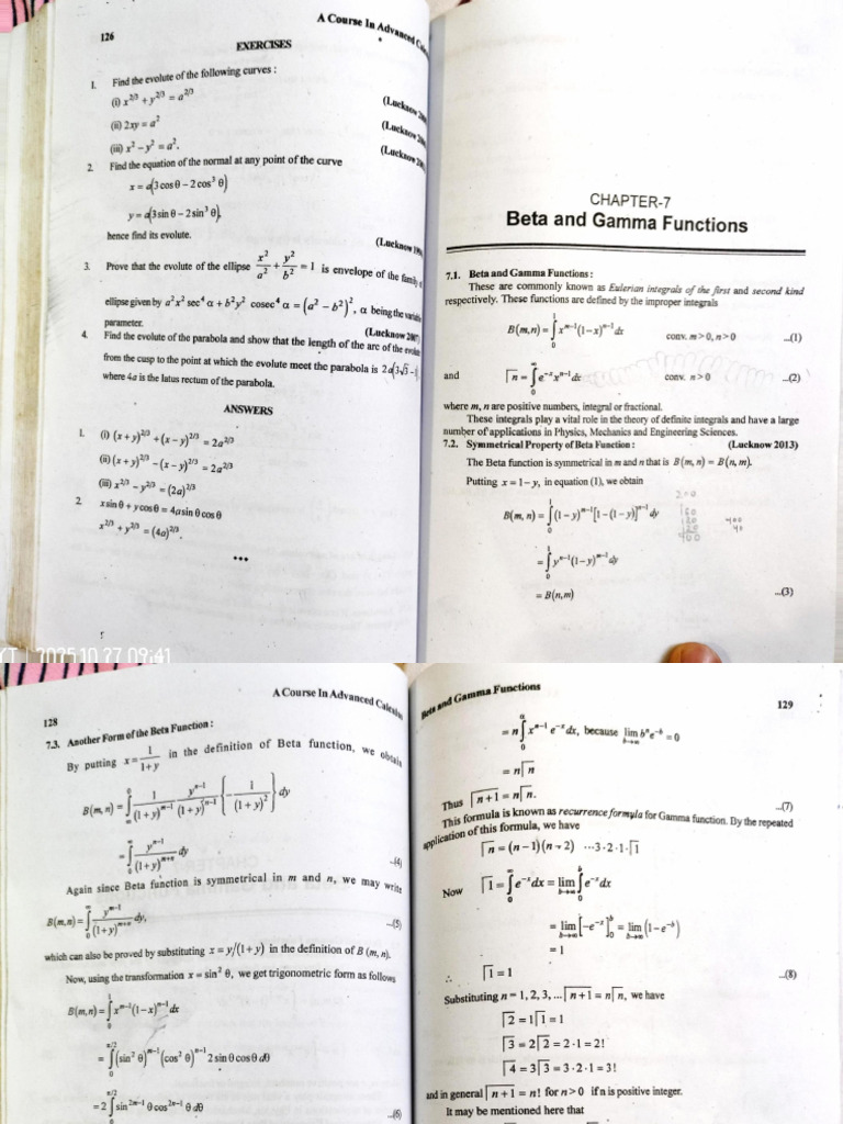 Advanced Calculus: Evolutes & Functions | PDF | Trigonometric Functions ...