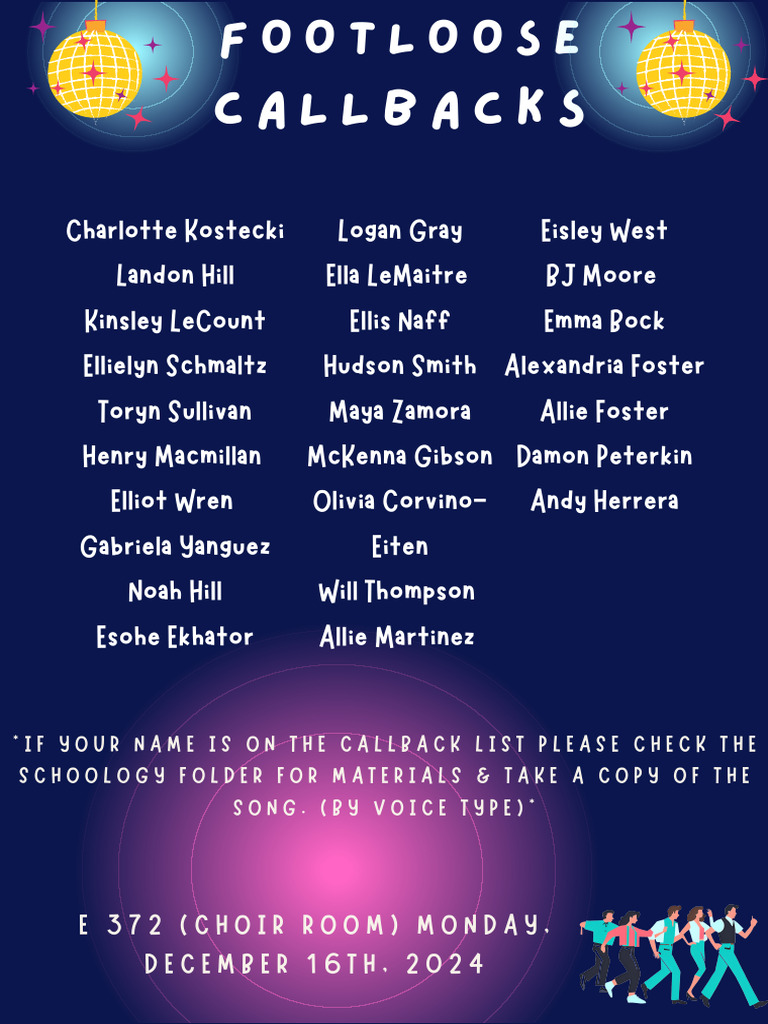 Footloose Callback List | PDF