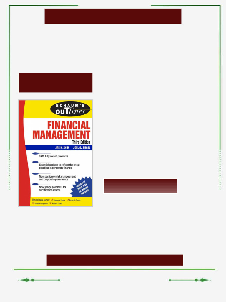 Schaum s Outline of Financial Management Third Edition Schaum s Outline ...