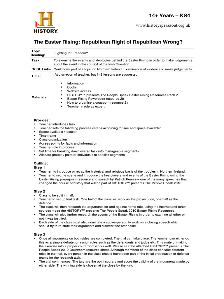 2. Easter Rising Lesson | PDF