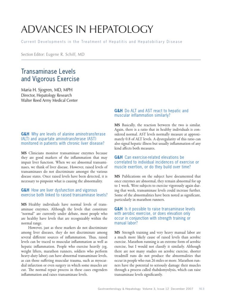 Transaminase Levels and Vigorous Exercise | PDF | Alanine Transaminase ...