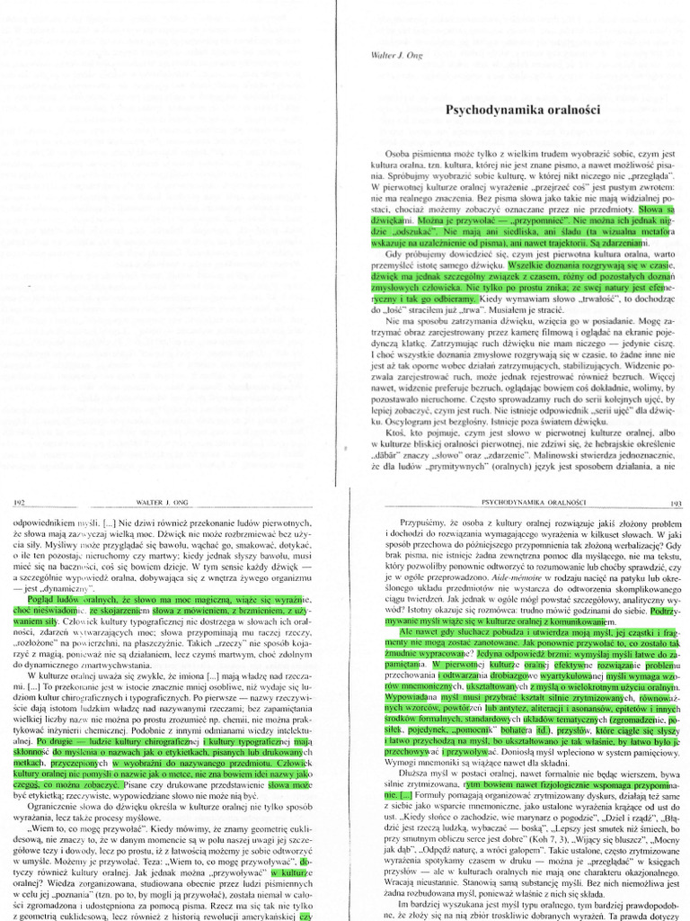 Ong, Psychosomatyka Oralności | PDF