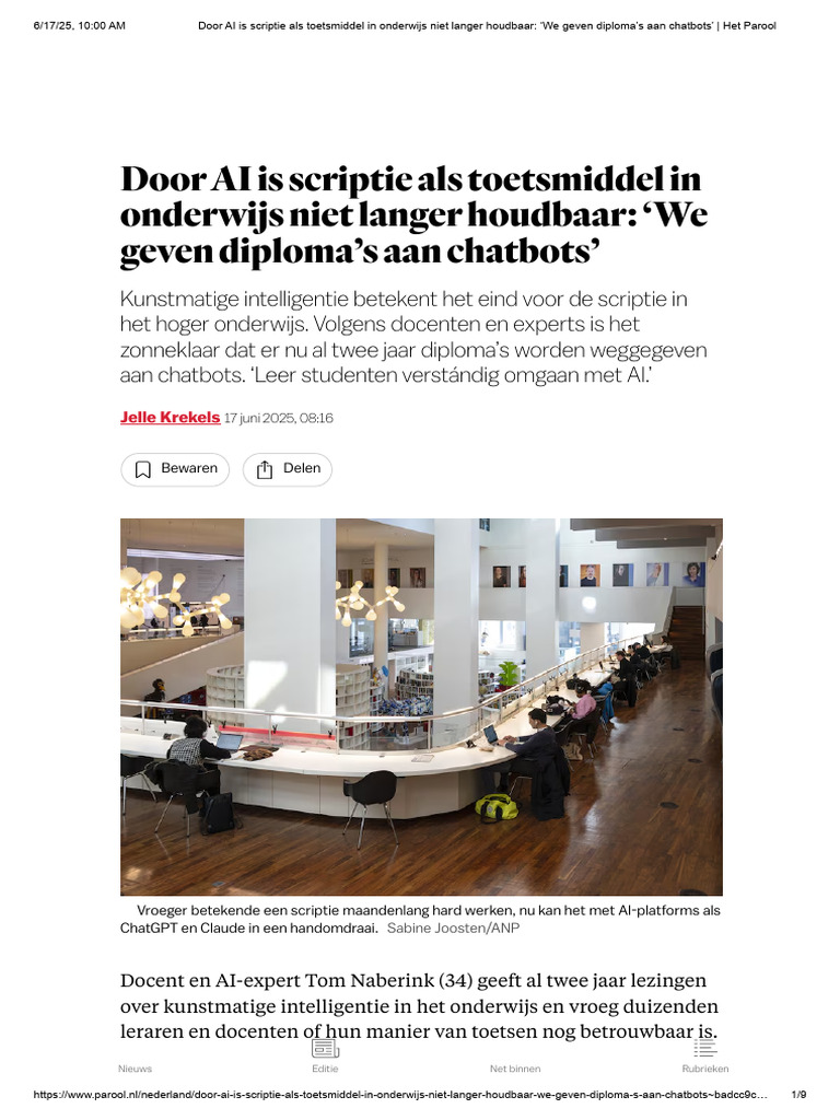 Door AI is Scriptie Als Toetsmiddel in Onderwijs Niet Langer Houdbaar ...