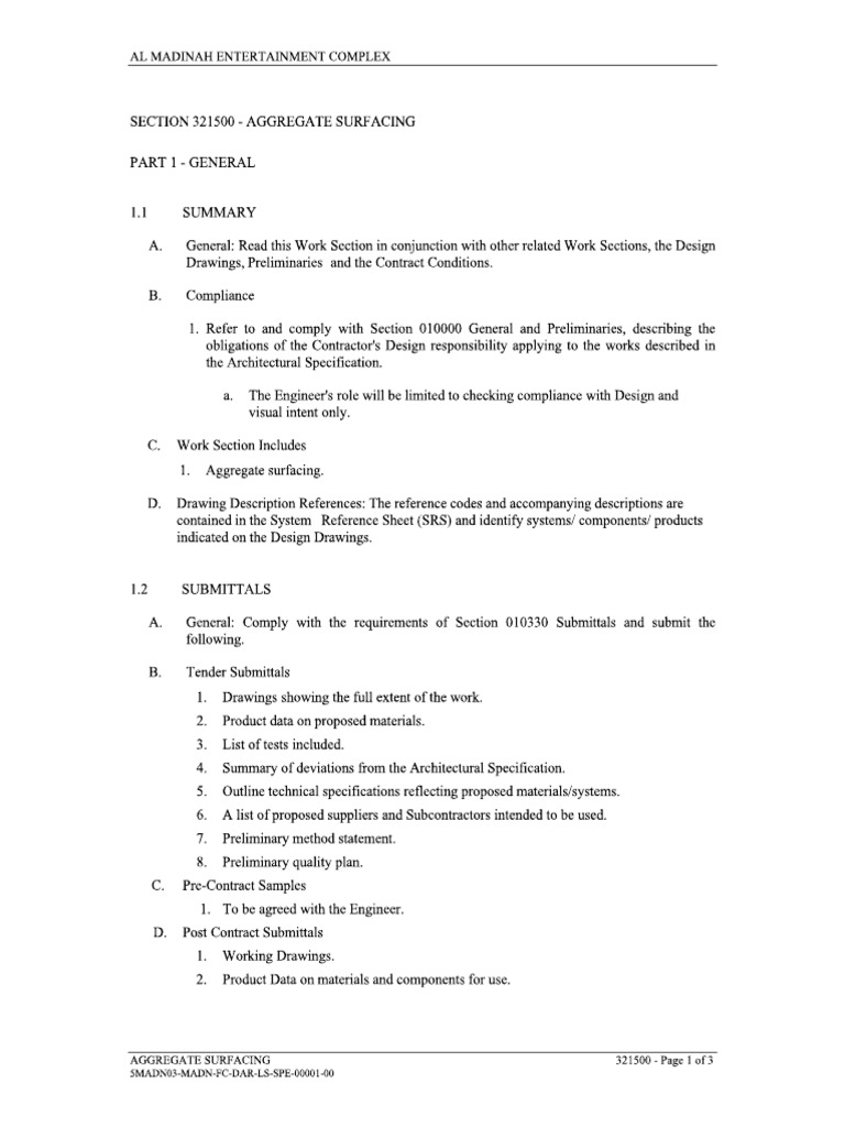 Section 321500 - Aggregate Surfacing | PDF