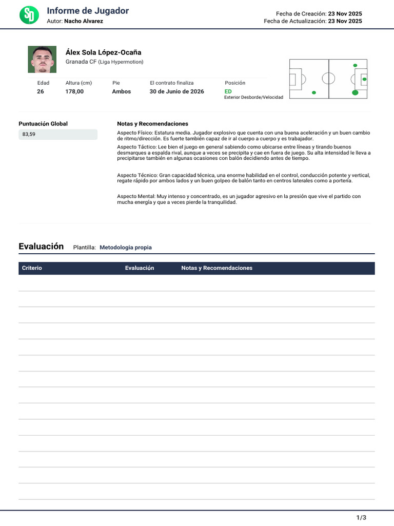 Informe ScoutDecision - Álex Sola | PDF | Juegos de pelota