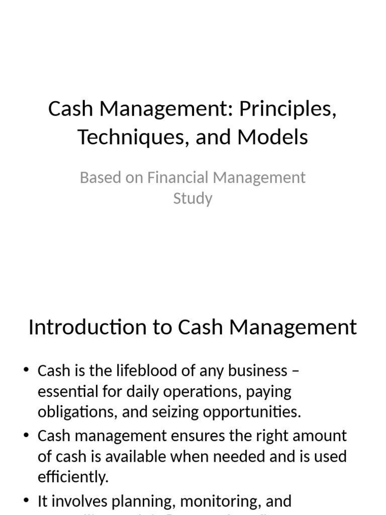 Cash Management Presentation Expanded | PDF