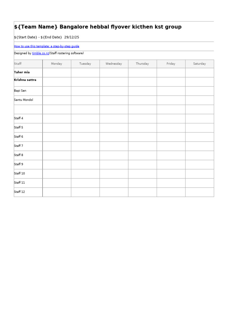 65c3615beac4150cf2dd43c4 Weekly Staff Rota Template | PDF