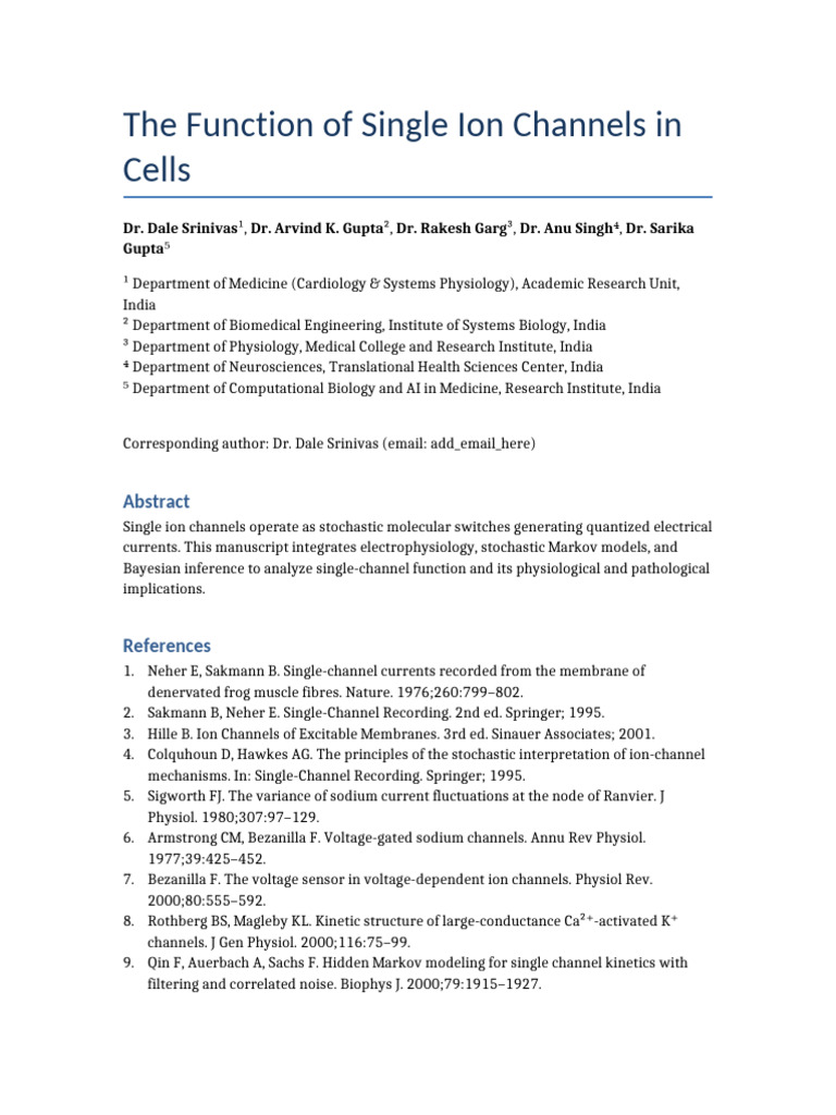 Single Ion Channels: Functions & Analysis | PDF