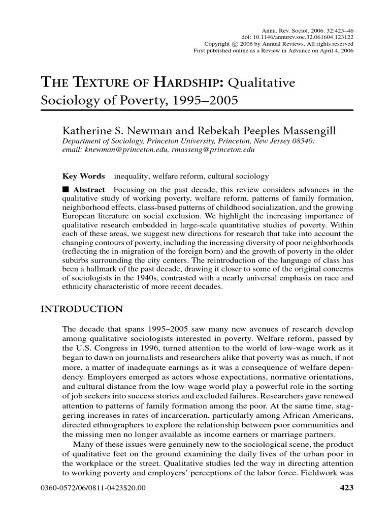NEWMAN_ MASSENGILL - The Texture of Hardship - Qualitative Sociology of ...