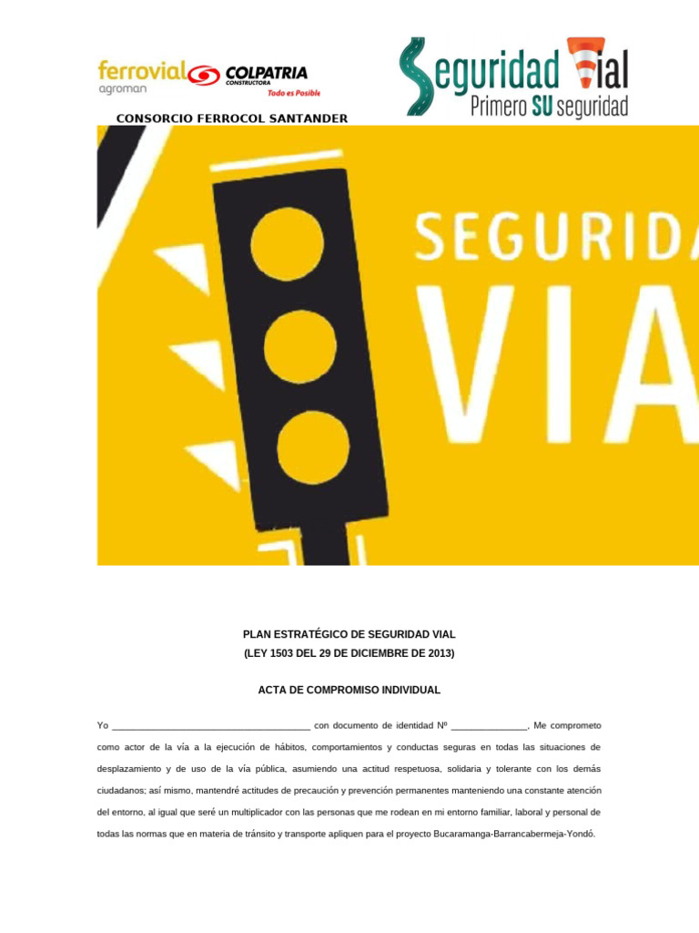 Compromiso de Seguridad Vial Ferrocol | PDF | Seguridad vial | Transporte