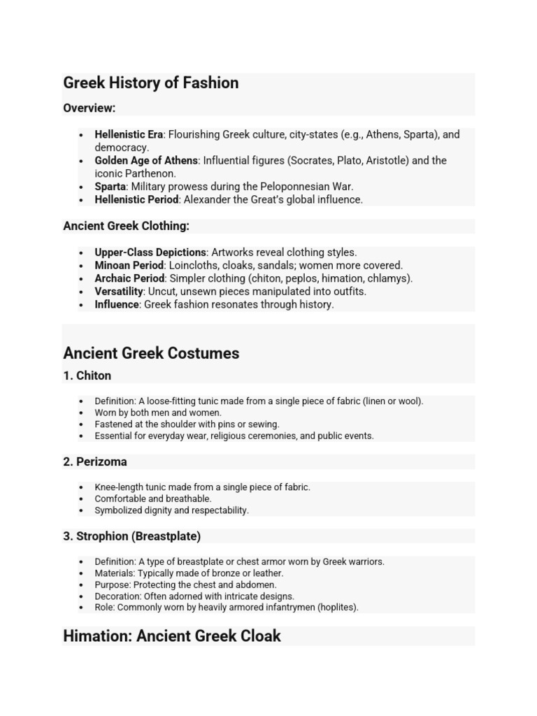 Ancient Greek Fashion and Costumes Guide | PDF | Softlines (Retail ...