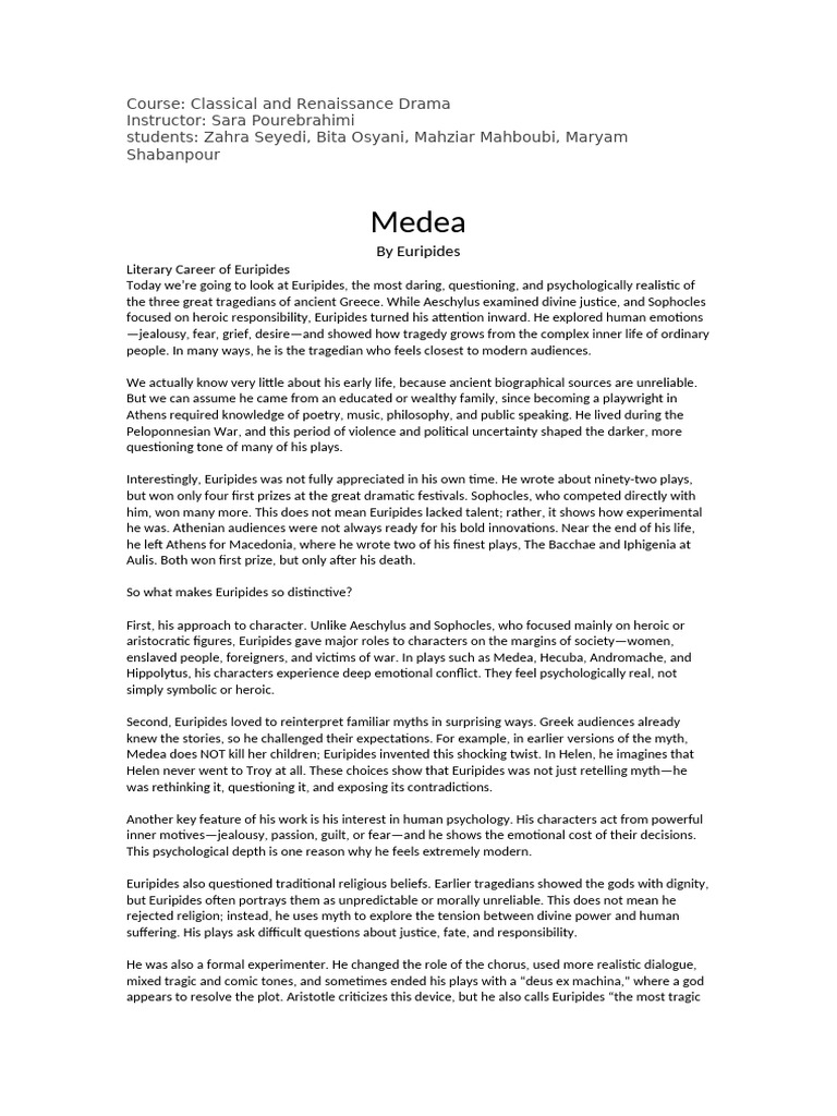 Medea | PDF | Euripides | Tragedy